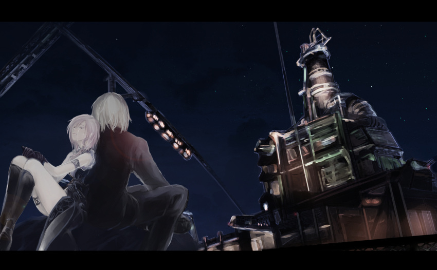 Safebooru - 1boy 1girl alternate costume back-to-back blonde hair boots ...