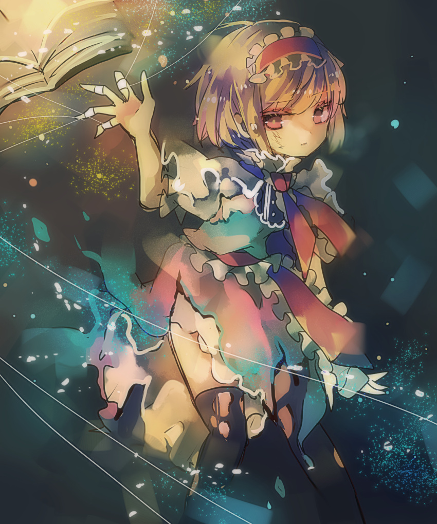 Safebooru - 1girl alice margatroid ascot blonde hair blue eyes book bow capelet cha goma hair ...