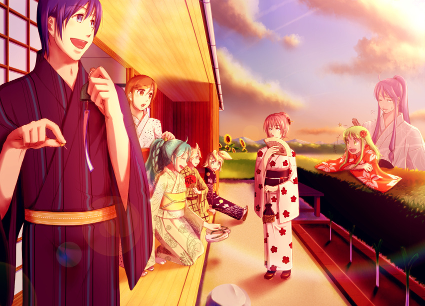 Safebooru - flower folding fan gumi hatsune miku highres japanese ...