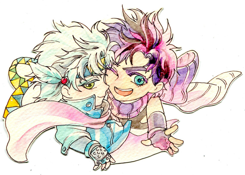 Safebooru - 2boys black hair blue eyes blue hair blue jacket caesar ...