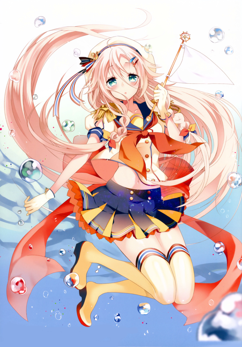 Safebooru - 1girl ahoge blue eyes blush boots braid gloves hair ornament hairpin hat highres ia ...