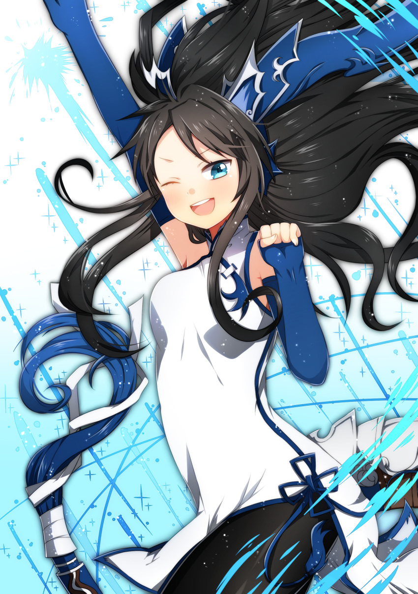 Safebooru - 1girl absurdres akiranme black hair blue eyes china dress chinese clothes dragon ...