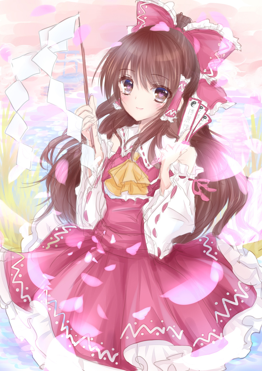 Safebooru - 1girl absurdres ascot bare shoulders brown eyes brown hair ...