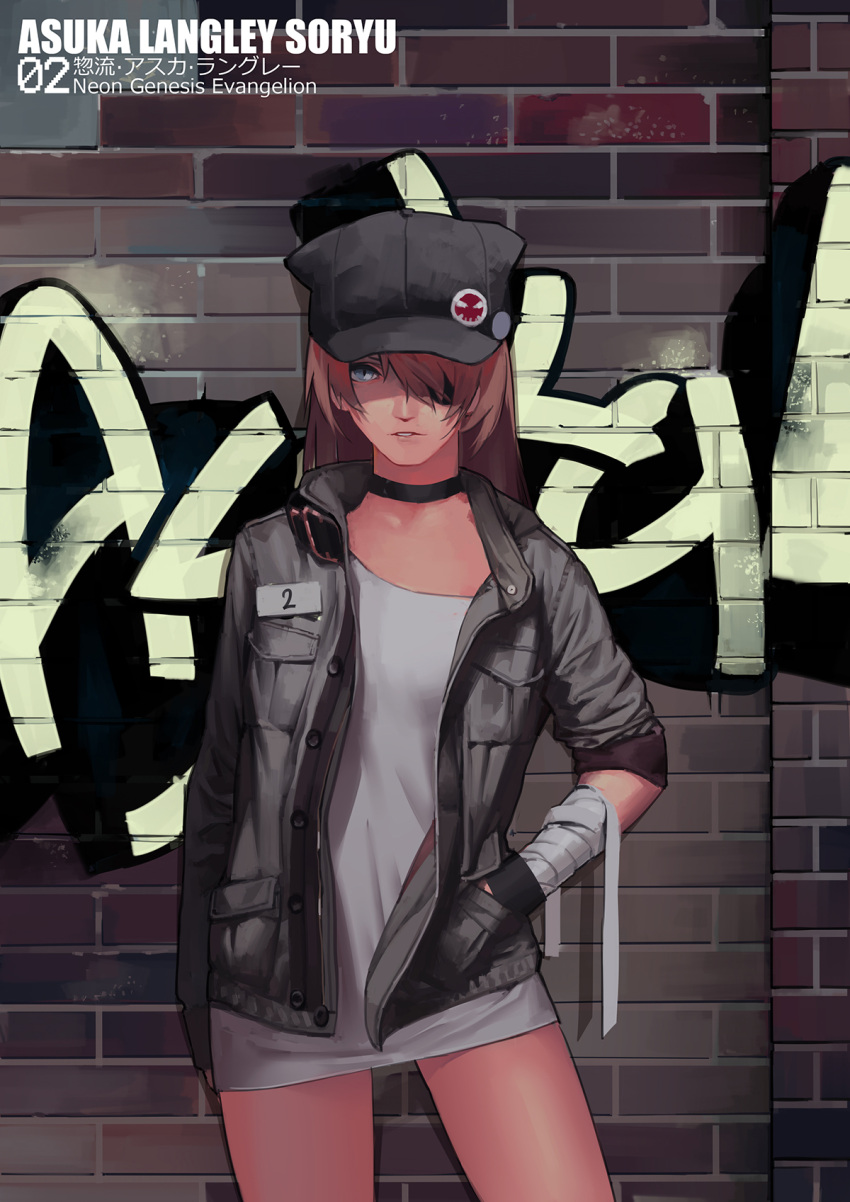 Safebooru - 1girl bandages choker eyepatch hat highres jacket long hair ...