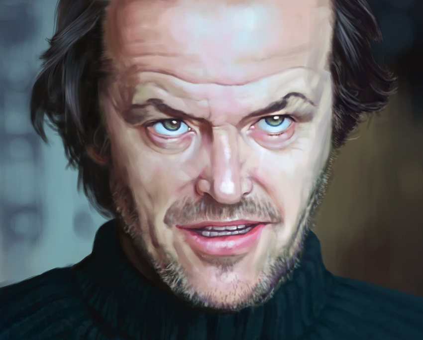 Safebooru - 1girl bald black hair brown eyes forehead jack nicholson ...