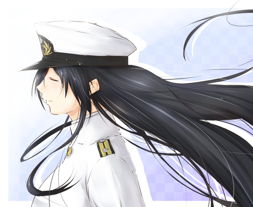 Safebooru - black hair female admiral (kantai collection) hat kantai ...