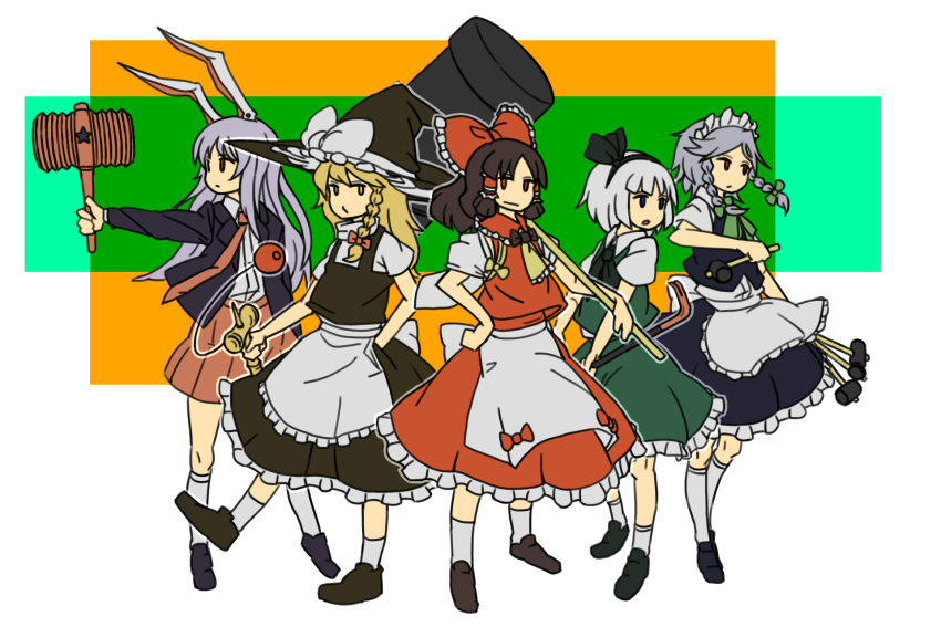 Safebooru - hakurei reimu hammer highres izayoi sakuya kendama kirisame marisa konpaku youmu ...