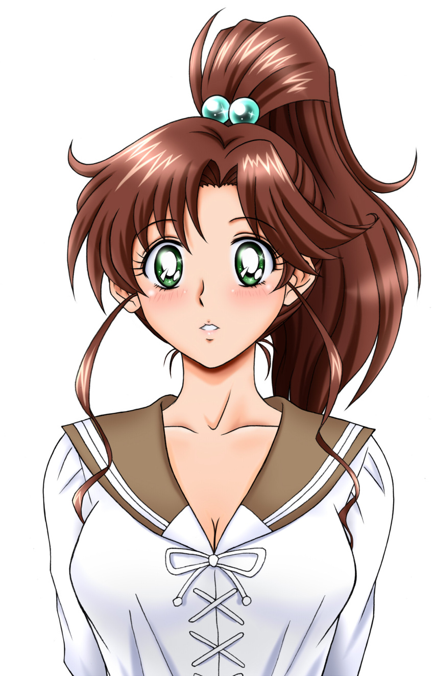 Safebooru - 1girl :o bishoujo senshi sailor moon blush brown hair green eyes hair bobbles hair ...