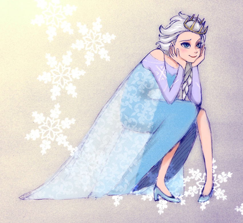 Safebooru - 1girl blue eyes chin rest crown elsa (frozen) frozen ...
