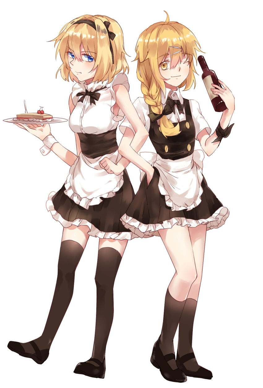 Safebooru - 2girls ahoge alice margatroid alternate costume apron black legwear blue eyes blush ...