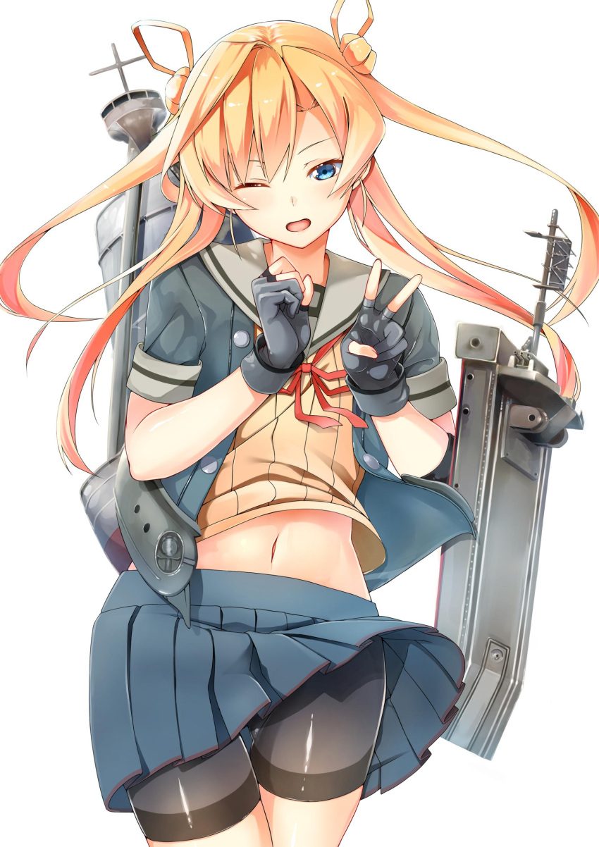 Safebooru - 1girl absurdres abukuma (kantai collection) bangs bike shorts blonde hair blue eyes ...