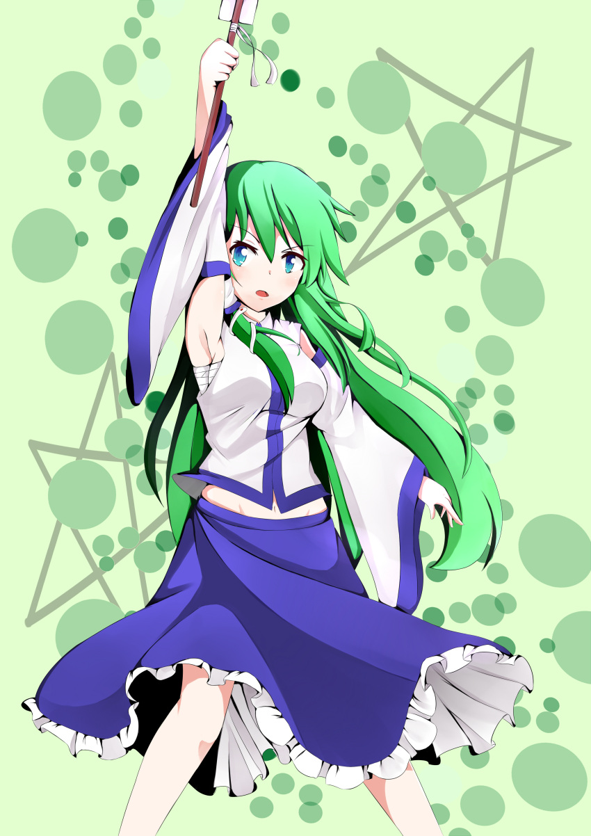Safebooru - 1girl absurdres arms up blue eyes breasts detached sleeves ...