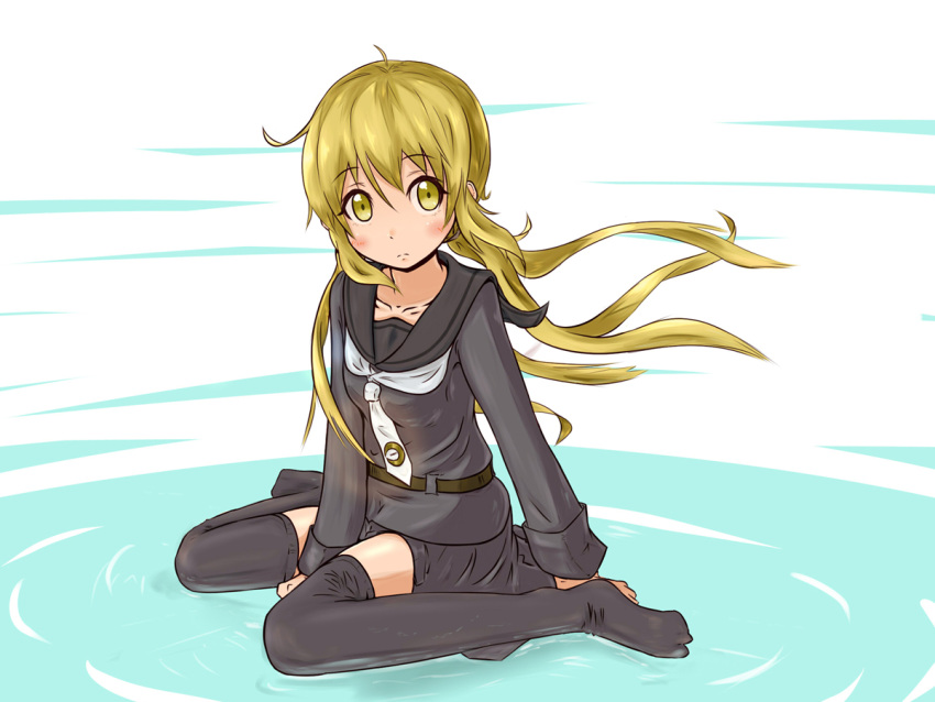 Safebooru - 1girl black legwear blonde hair gripen kantai collection ...