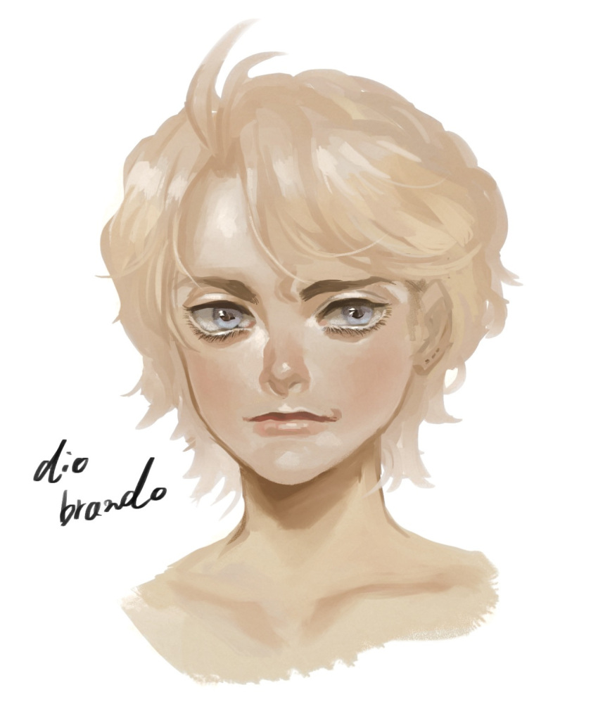 Safebooru - 1boy birthmark blonde hair blue eyes character name collarbone dio brando face ...