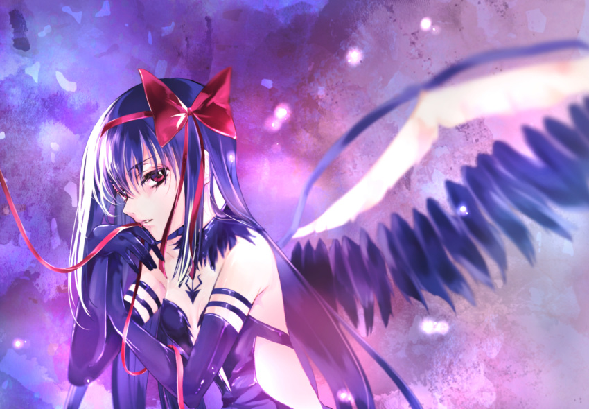 Safebooru - 1girl akemi homura akuma homura bangs bare shoulders bow choker dress elbow gloves ...