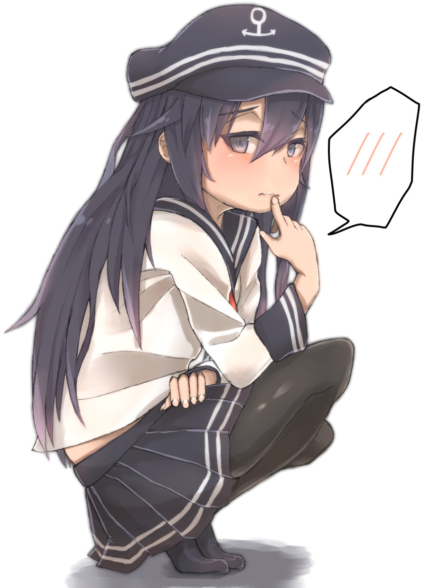 Safebooru - 1girl absurdres akatsuki (kantai collection) anchor symbol black legwear blush ...