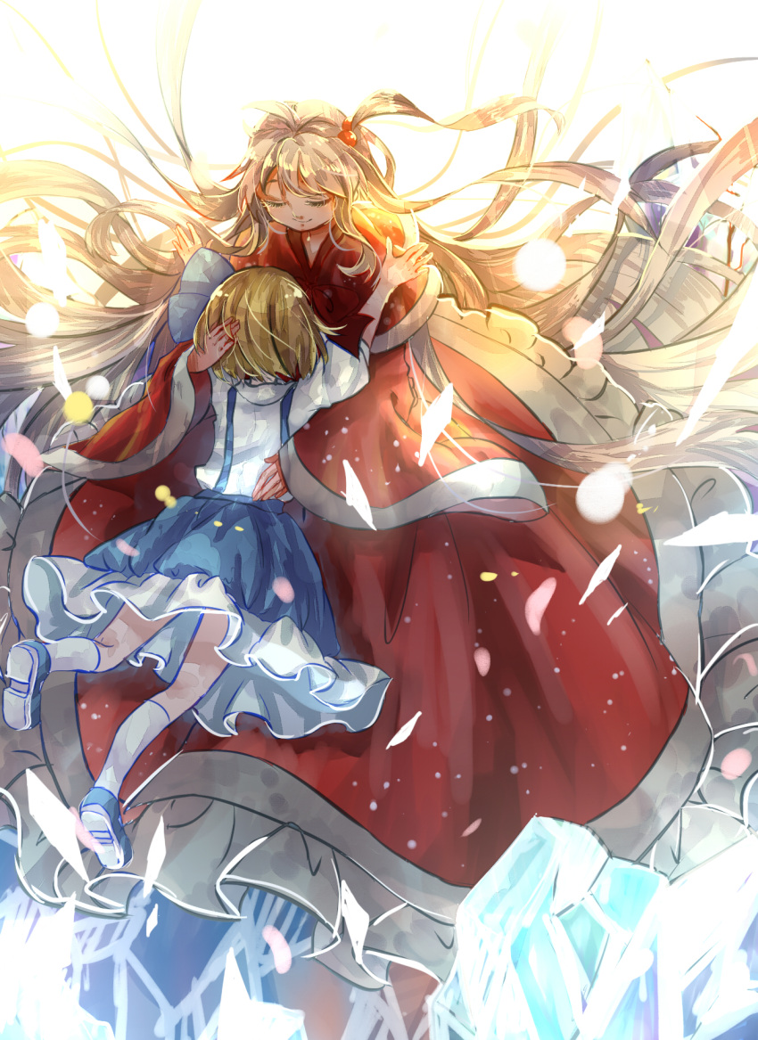 Safebooru - 2girls absurdly long hair alice margatroid alice margatroid (pc-98) arms up blonde ...