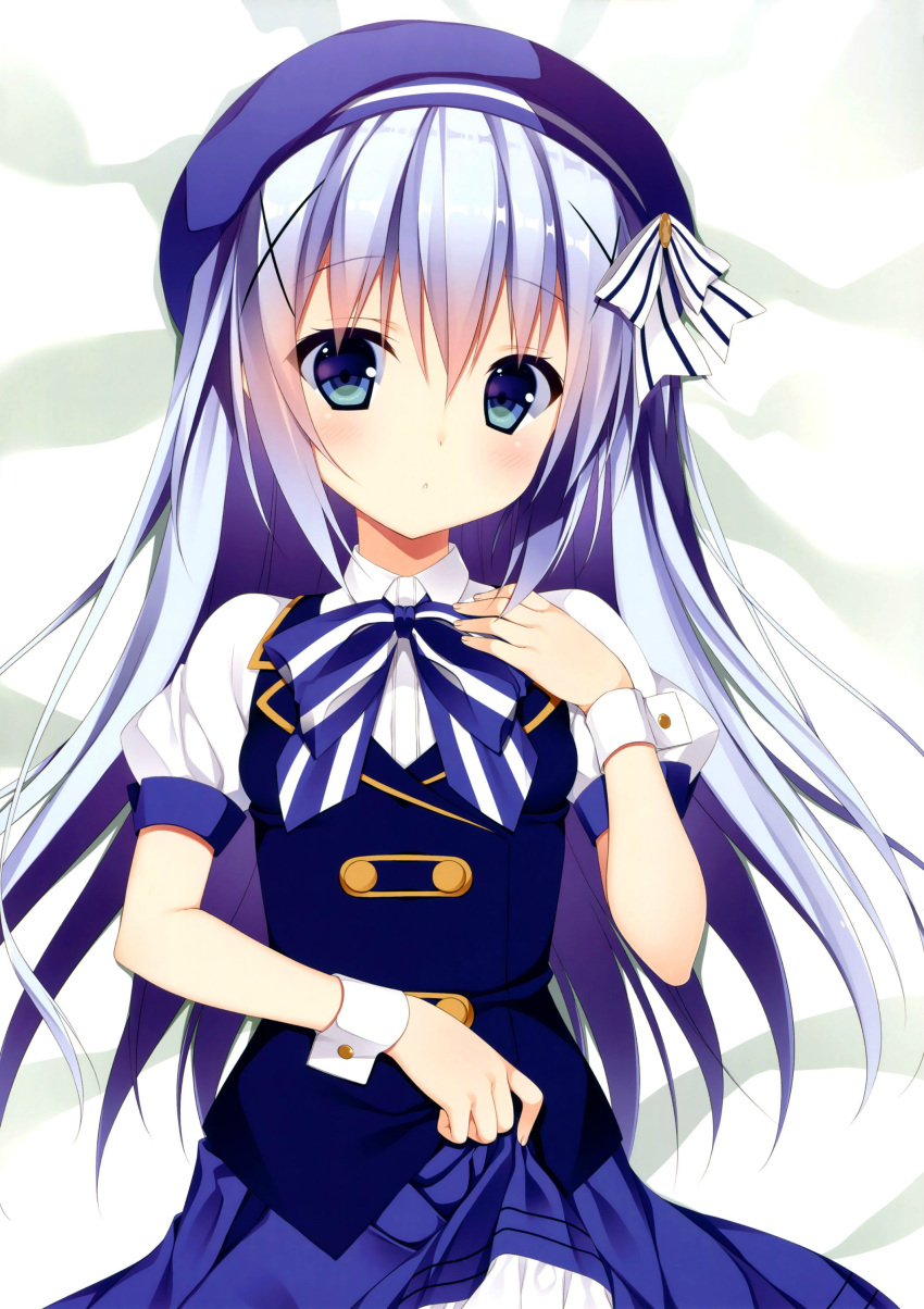 Safebooru - 1girl absurdres artist request blue eyes blue hair bow gochuumon wa usagi desu ka ...