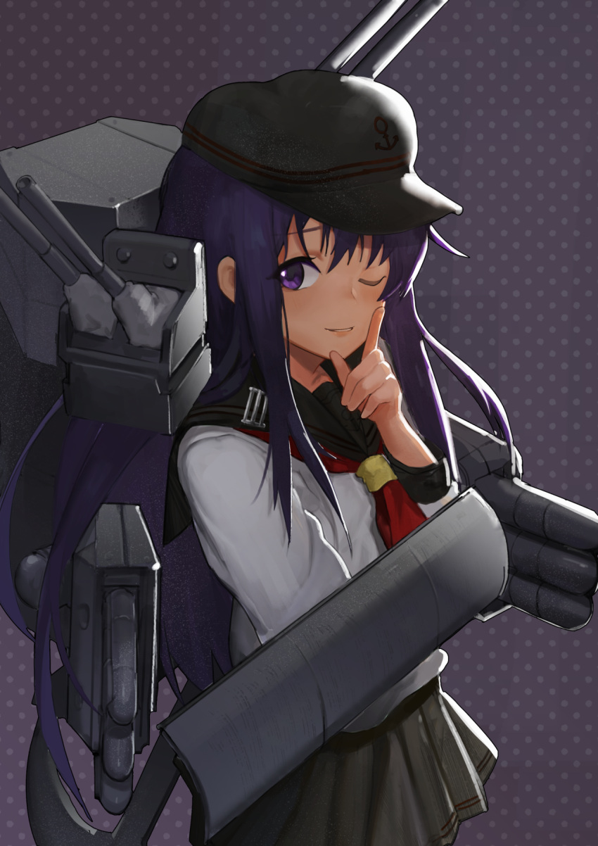 Safebooru - 1girl ;) akatsuki (kantai collection) anchor symbol badge black hair finger to mouth ...