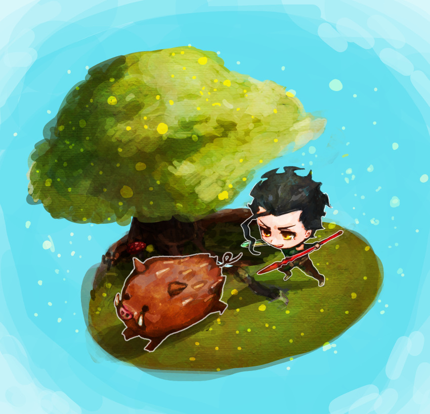 Safebooru - absurdres ahoge black hair boar chibi fate/zero fate ...