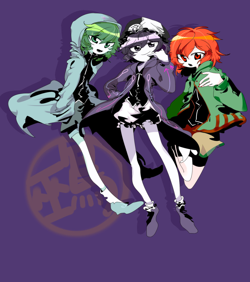 Safebooru - androgynous black hair coat frilled hat green eyes green ...