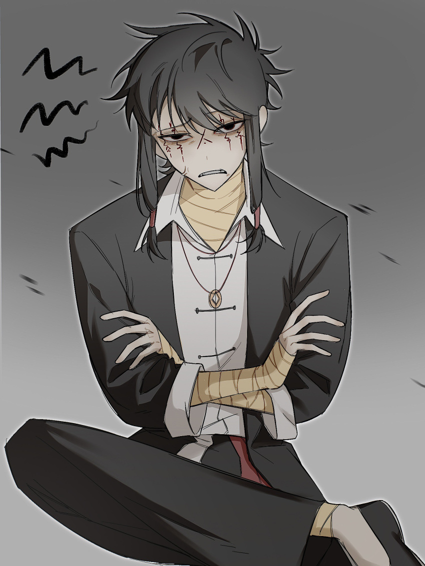 Safebooru - 1boy abalabalizhi57400 anger vein bandaged arm bandaged leg bandaged neck bandages ...