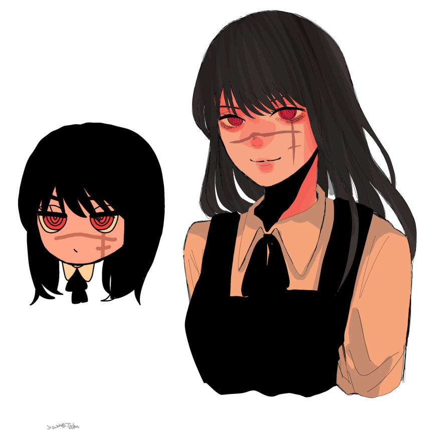 Safebooru - 1girl black bow black bowtie black hair bow bowtie chainsaw man closed mouth ...