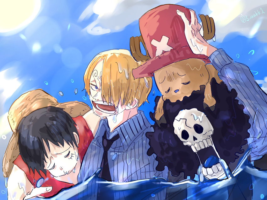 Safebooru - 4boys afro angry antlers black hair blonde hair blue shirt ...