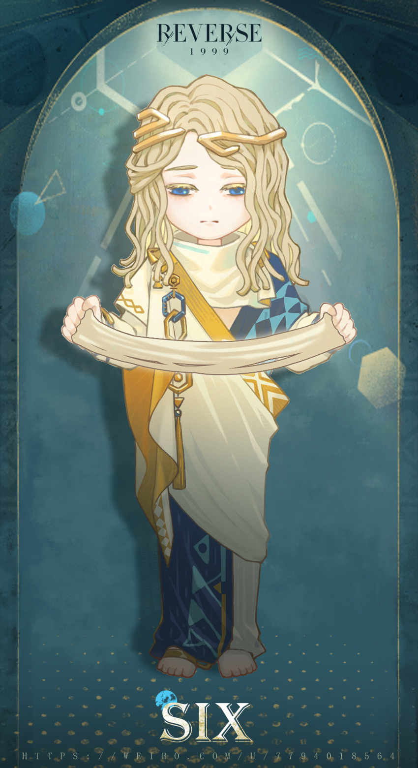 Safebooru - 1boy 6 (reverse:1999) absurdres ancient greek clothes barefoot blonde hair blue ...