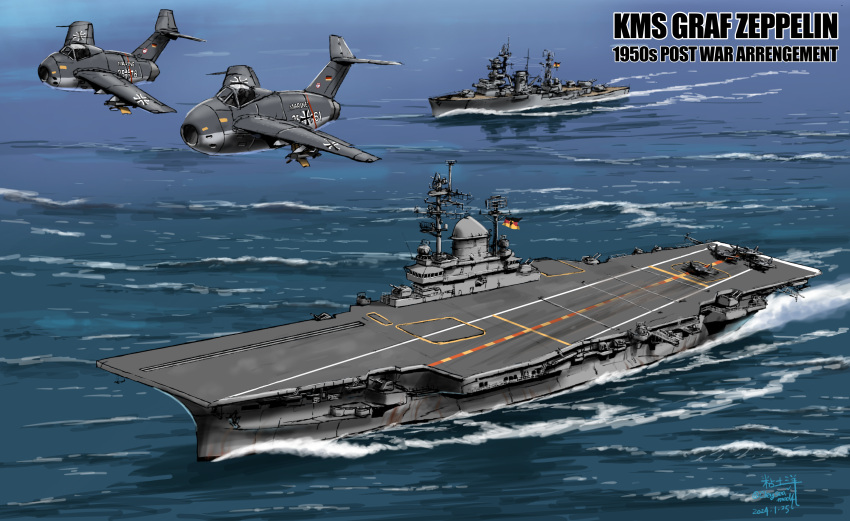 Safebooru - aircraft aircraft carrier airplane alternate design alternate universe cold war ...