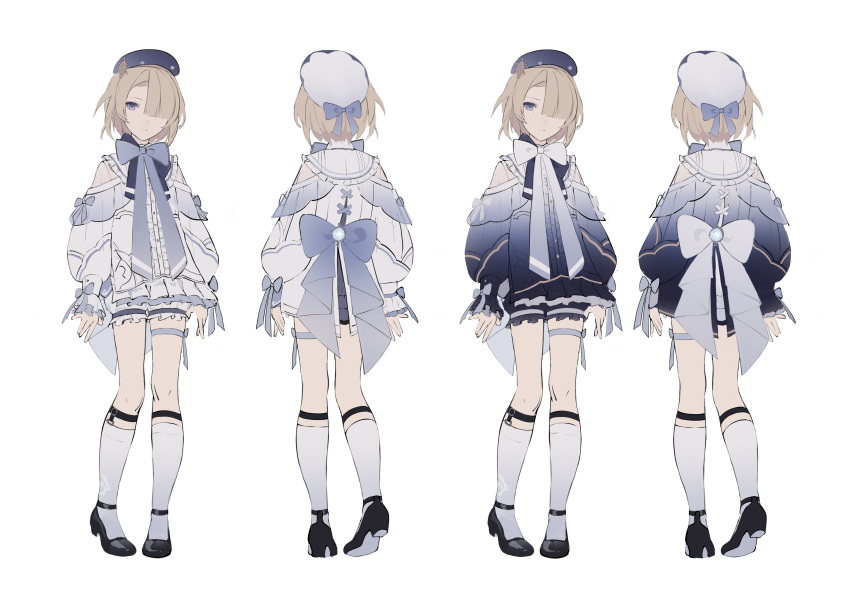 Safebooru - 1boy absurdres alternate costume beret black footwear blonde hair blue eyes blue ...