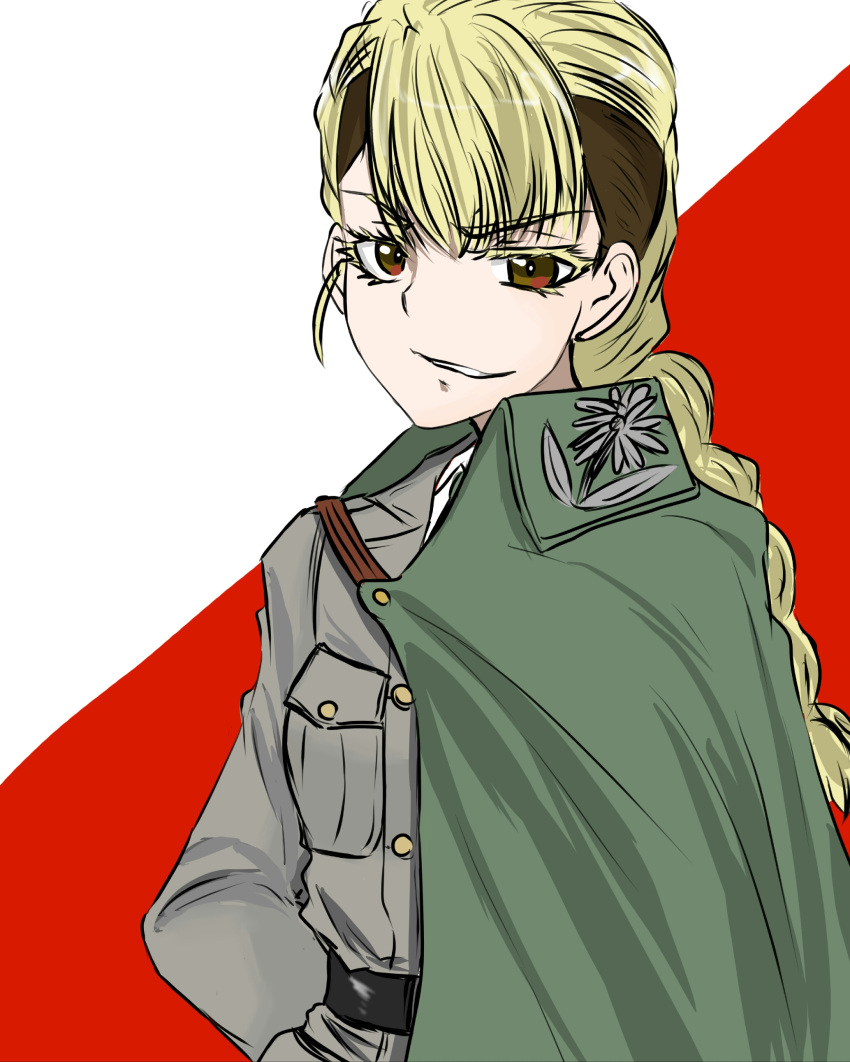 Safebooru - 1girl absurdres blonde hair bonple military uniform braid ...