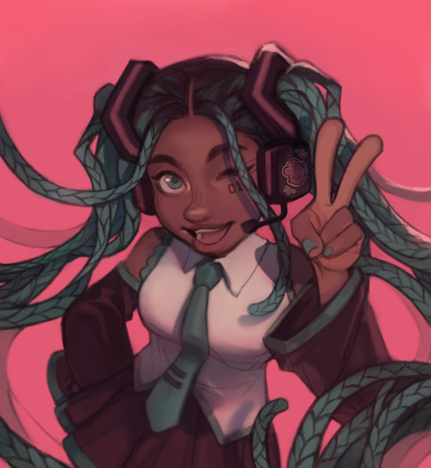 Safebooru - 1girl absurdres alternate skin color aqua eyes aqua hair ...