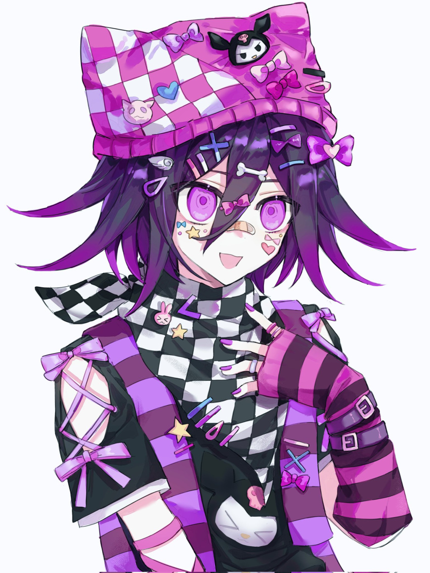 Safebooru - 1boy :d bandaid bandaid on face bandaid on nose black hair ...