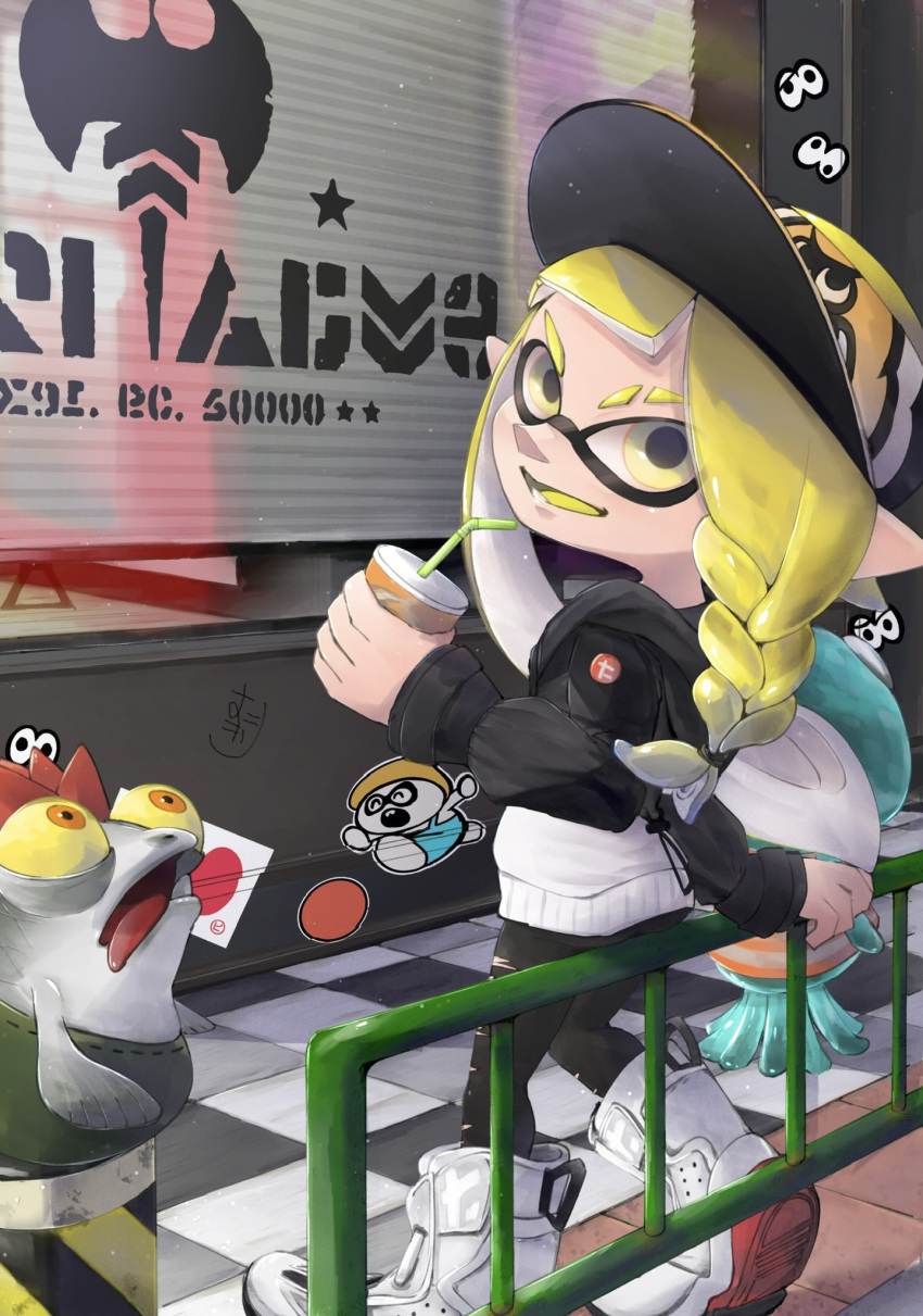 Safebooru - 1girl artist name baseball cap black jacket black leggings ...