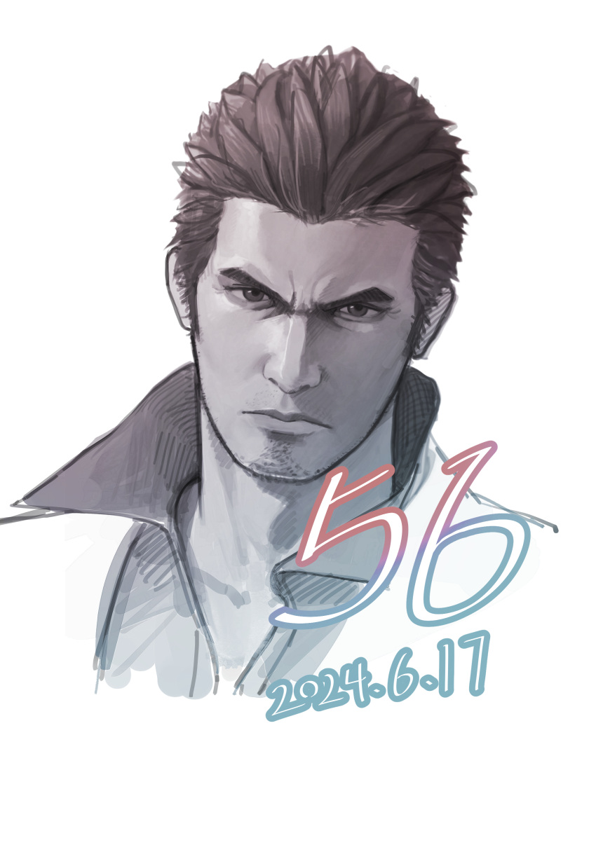 Safebooru - 1boy absurdres beard stubble closed mouth dated facial hair furrowed brow highres ...