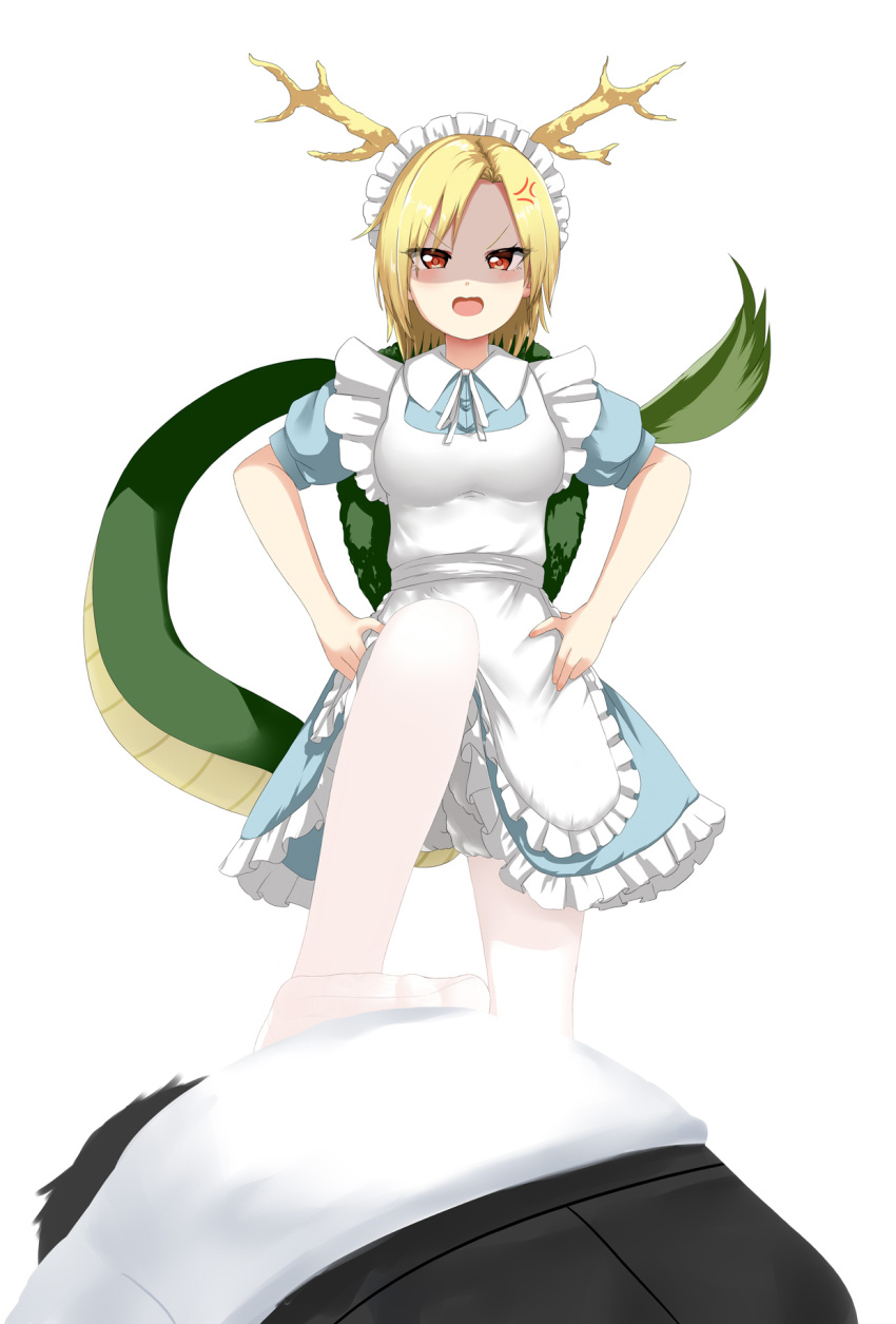 Safebooru - 1girl 1other alternate costume anger vein angry antlers ...