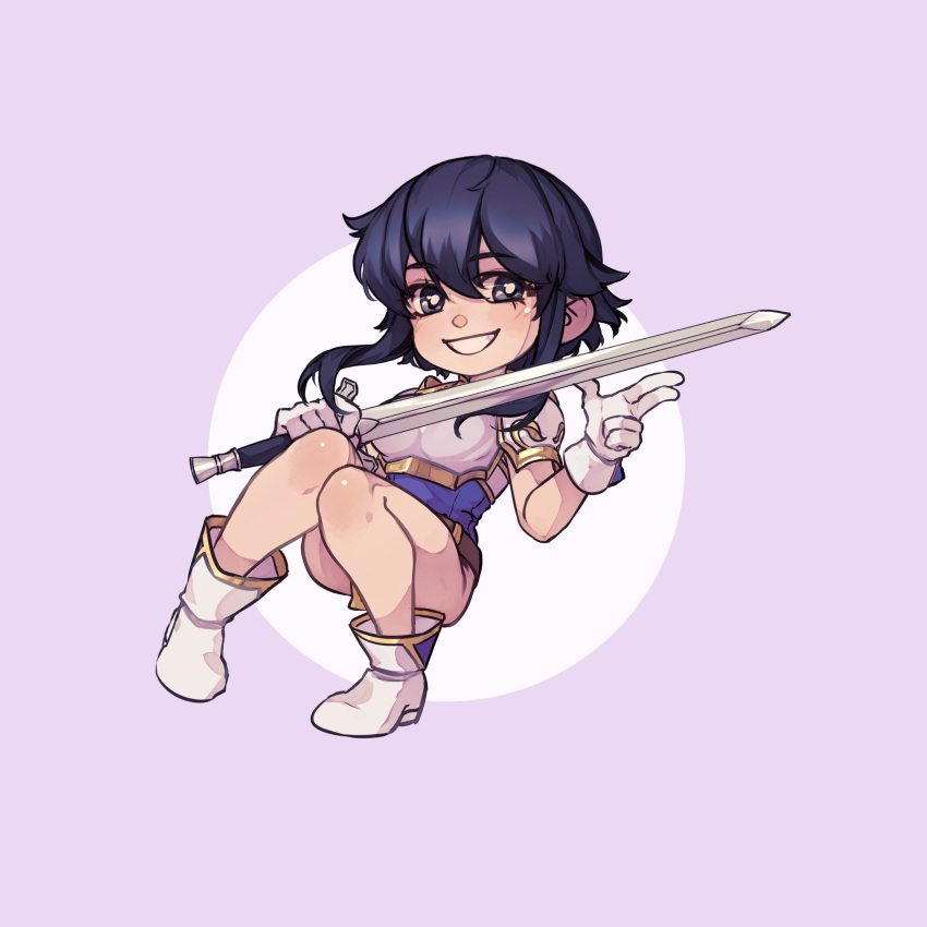 Safebooru - 1girl absurdres armor bare legs belt black hair blush boots breastplate commission ...