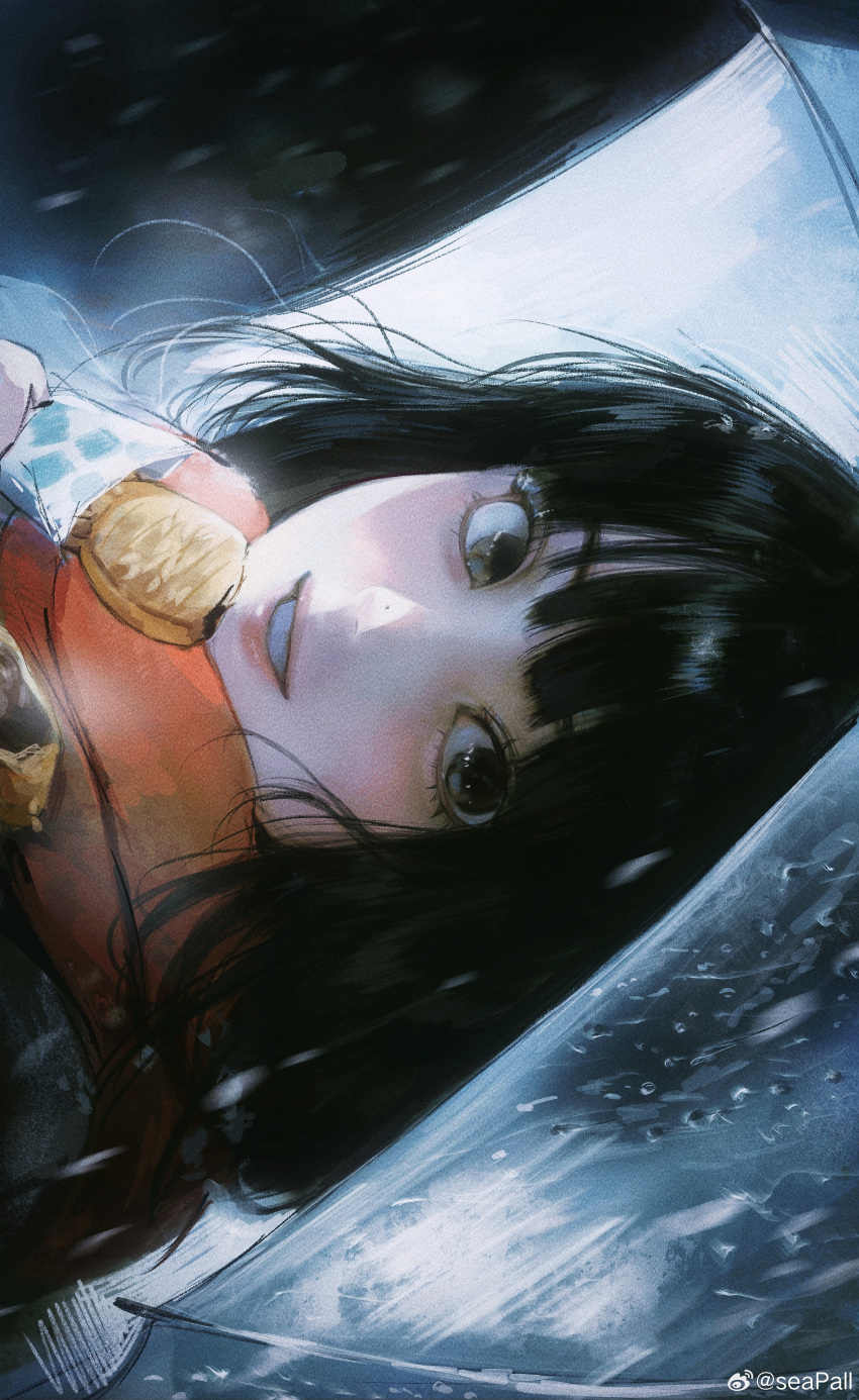 Safebooru - 1girl absurdres artist name black eyes black hair close-up food hair between eyes ...