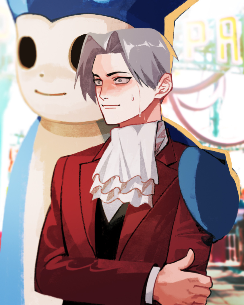 Safebooru - 1boy ace attorney ace attorney investigations arm across waist arm around shoulder ...