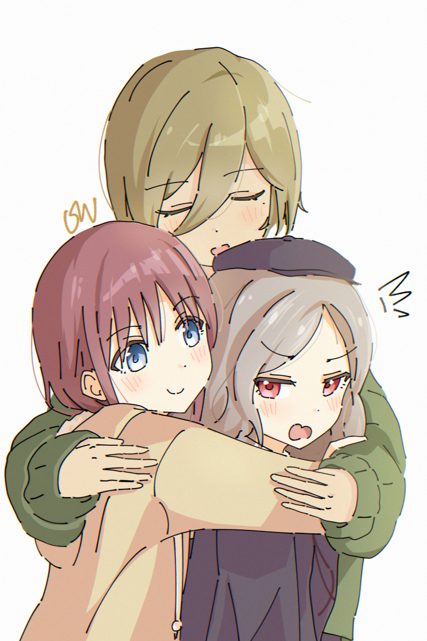 Safebooru - absurdres black hat blue eyes blush brown hair brown jacket closed eyes closed mouth ...