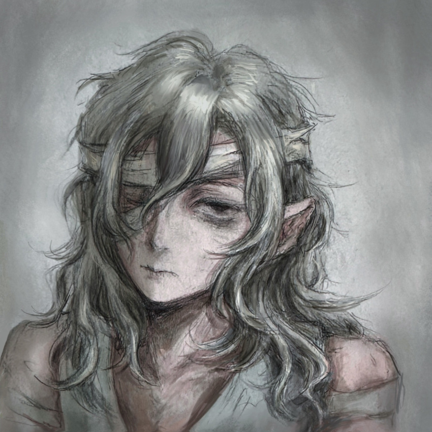 Safebooru - 1boy bags under eyes bandage over one eye bandaged head bandages black eyes dungeon ...