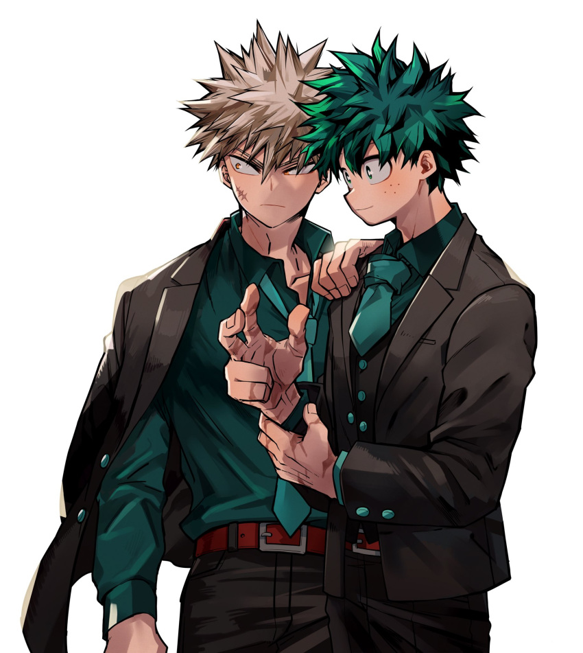 Safebooru - 2boys bakugou katsuki belt belt buckle black jacket black pants black suit blonde ...