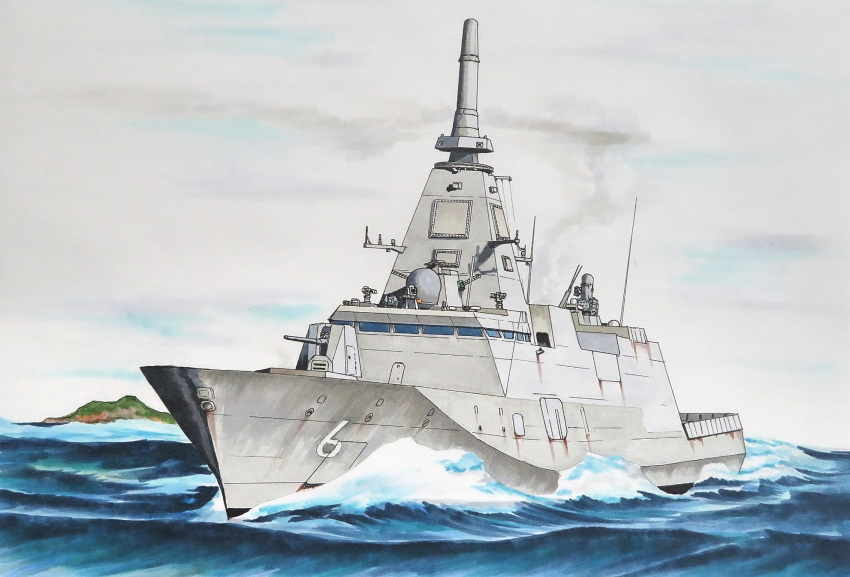 Safebooru - cannon clouds cloudy sky destroyer highres island japan ...