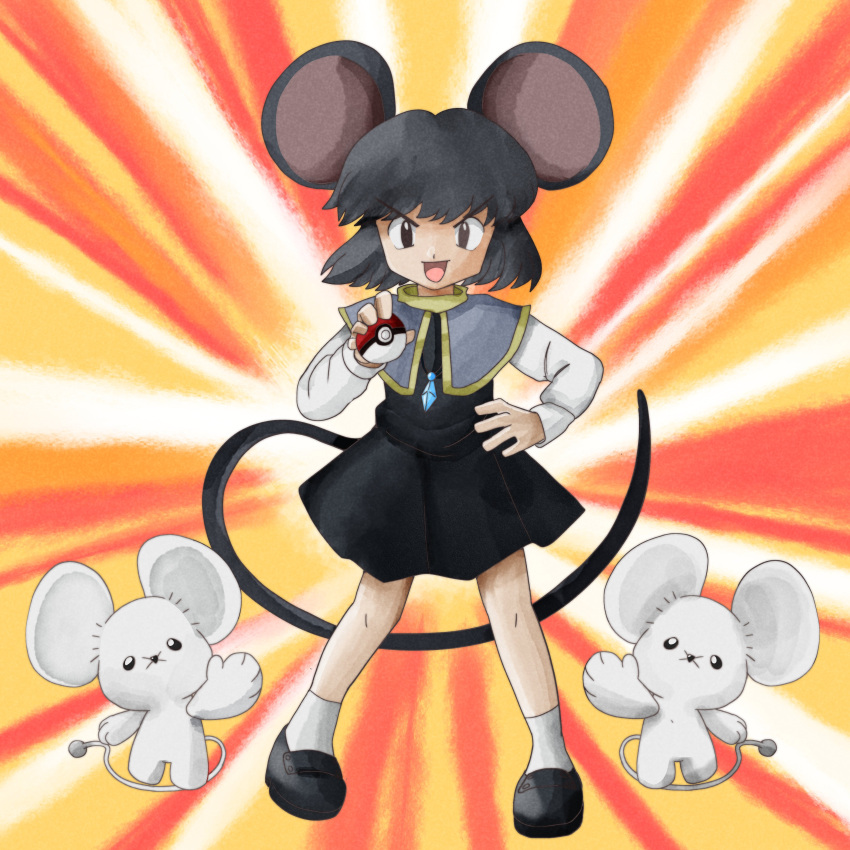 Safebooru - 1girl absurdres animal ears black dress black eyes capelet ...