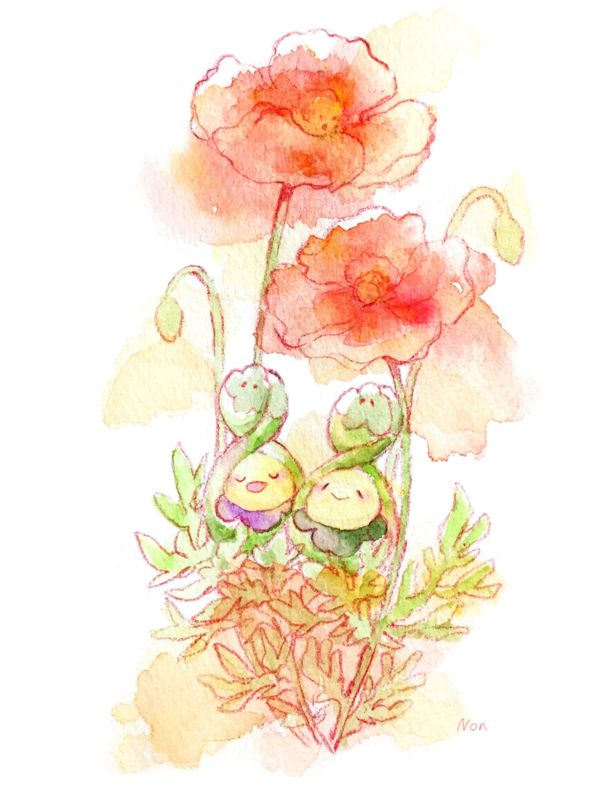 Safebooru - bud budew closed eyes closed mouth colored pencil (medium ...