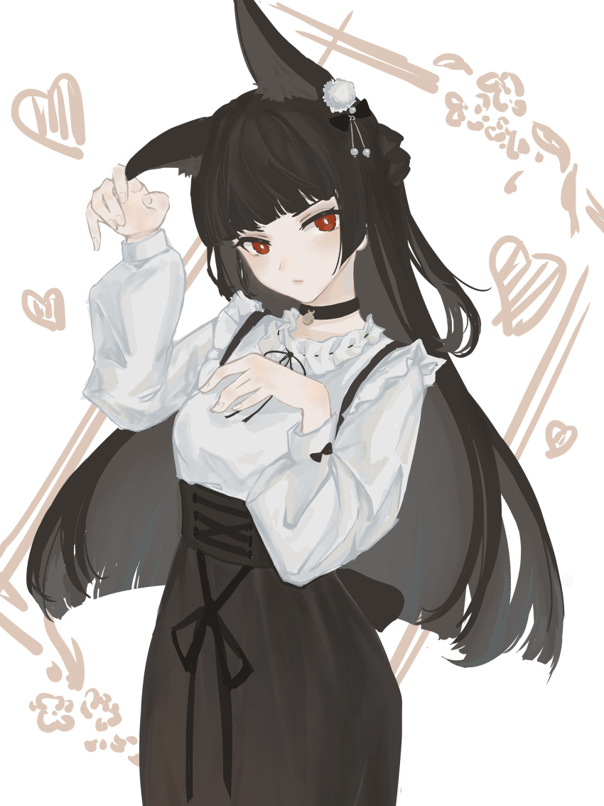 Safebooru - 1girl absurdres alternate costume animal ears black hair black skirt blunt bangs ...