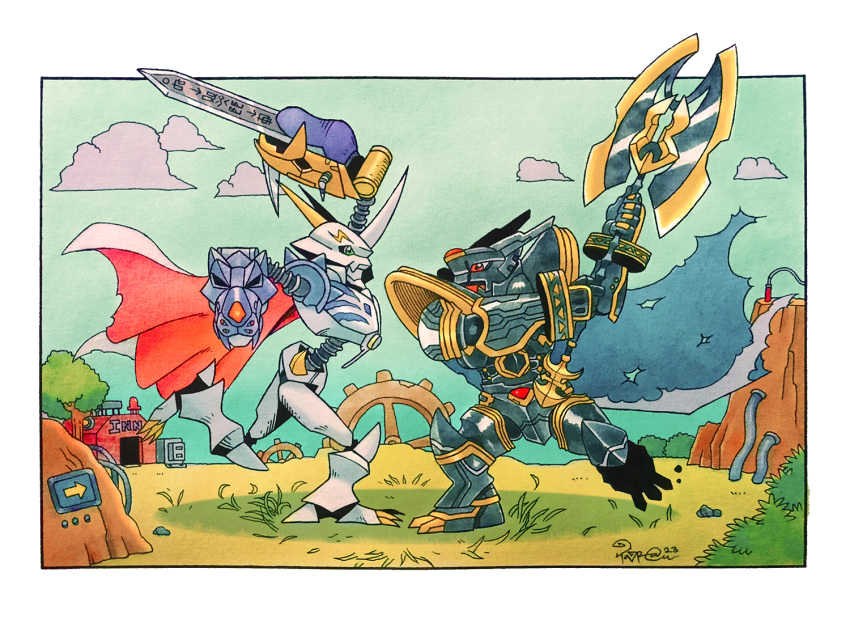 Safebooru - alphamon arm blade arm up armor attack black armor blue ...