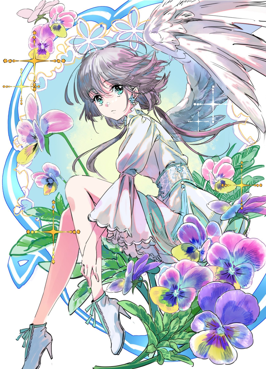 Safebooru 1girl Angel Bird Wings Feathered Wings Flower Highres 0589