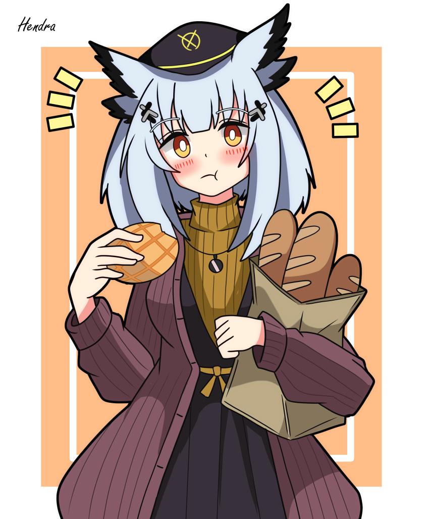 Safebooru - 1girl absurdres arknights artist name bag baguette black dress black hat blush ...